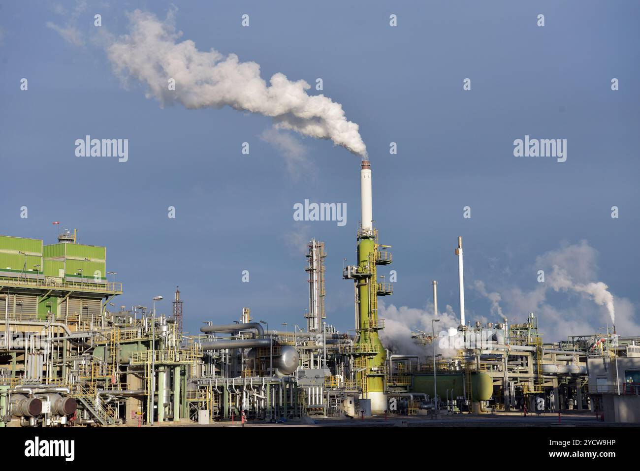 pipelines and buildings of a refinery - industrial plant for fuel ...