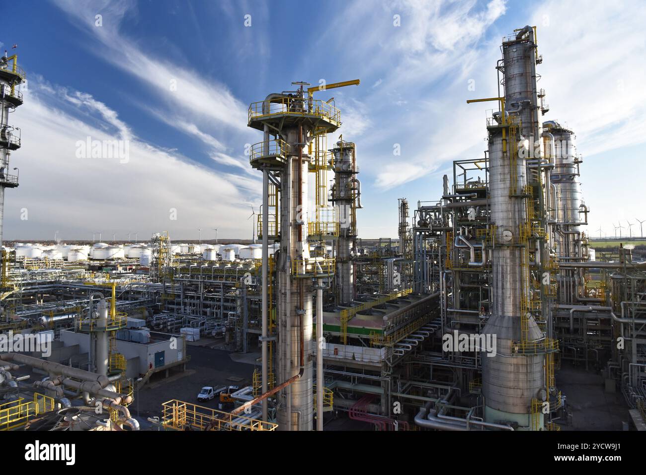 pipelines and buildings of a refinery - industrial plant for fuel ...