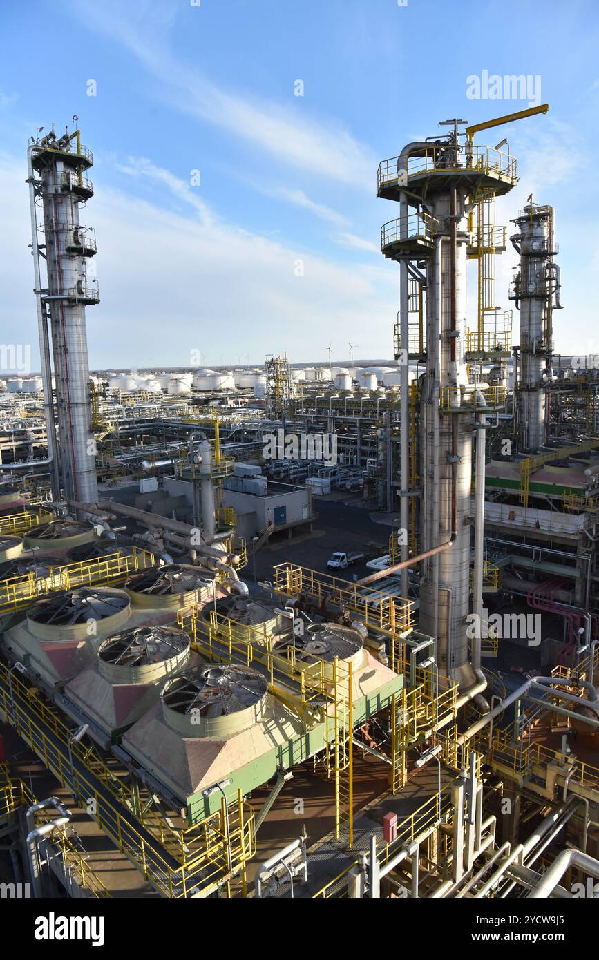 pipelines and buildings of a refinery - industrial plant for fuel ...