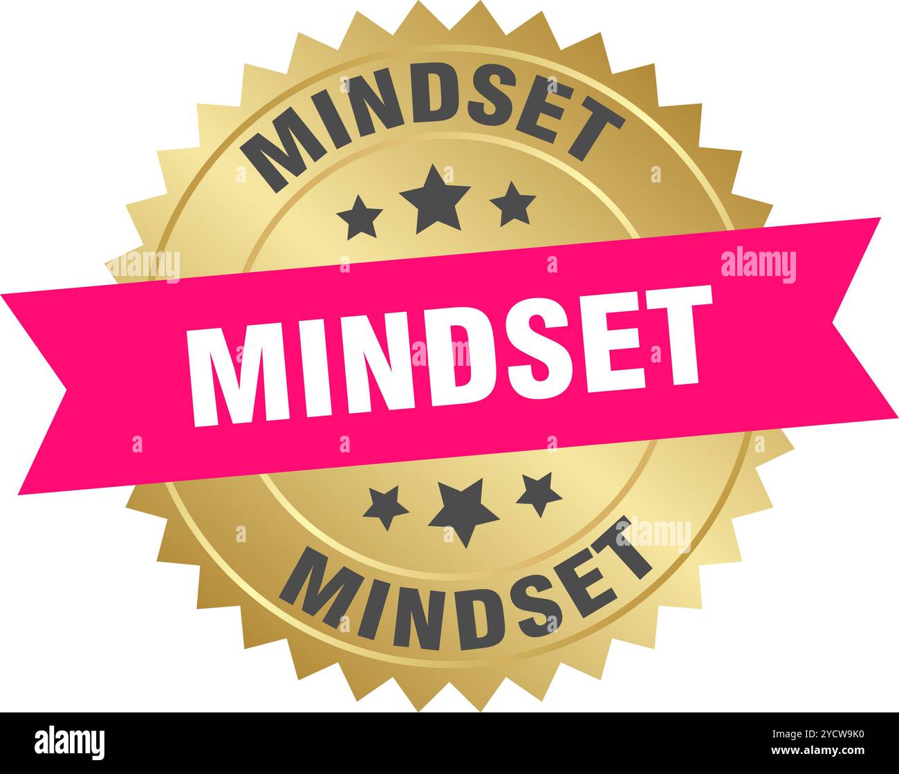 mindset round pink and gold label isolated on transparent background ...