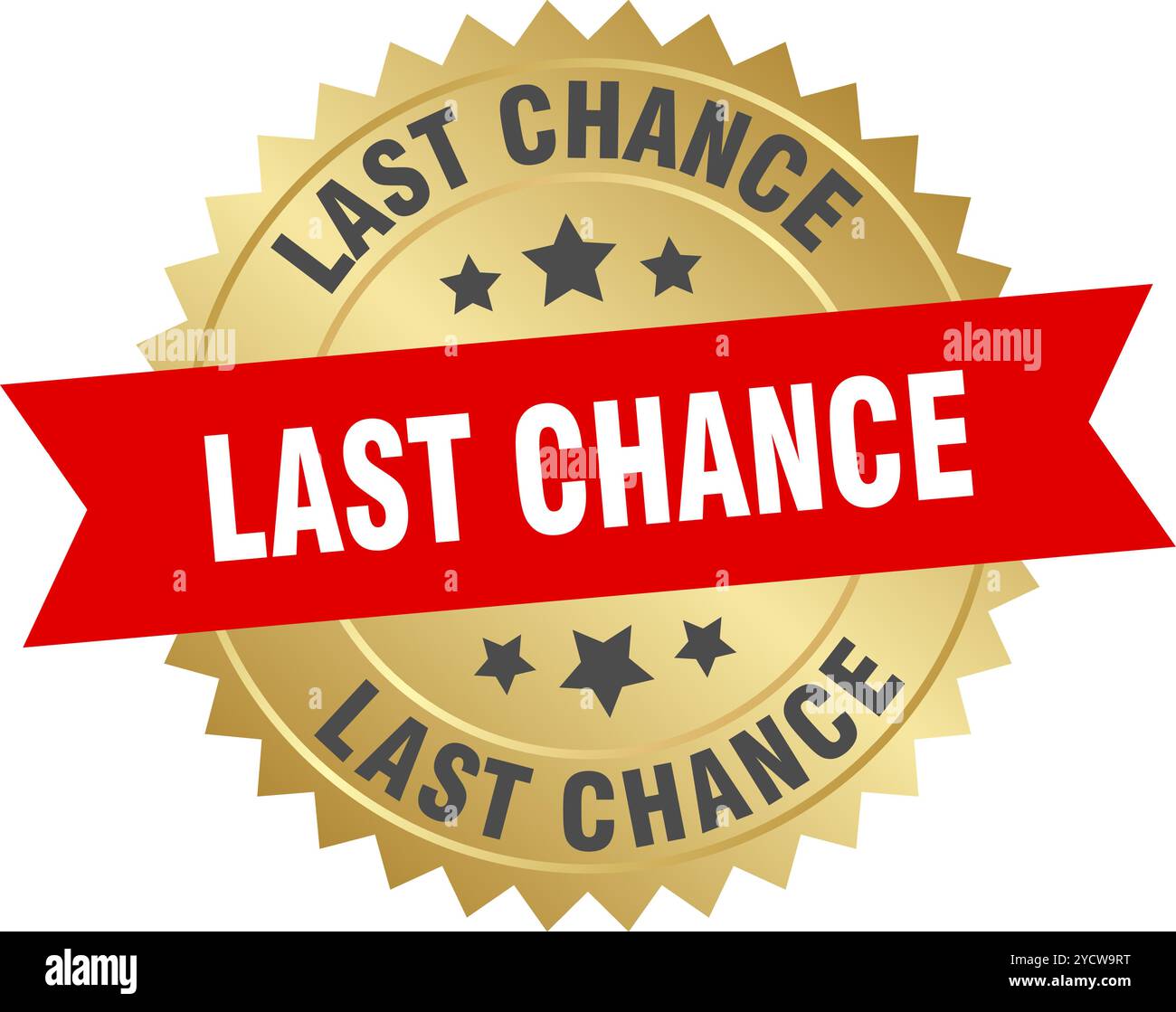 last chance round red and gold label isolated on transparent background ...