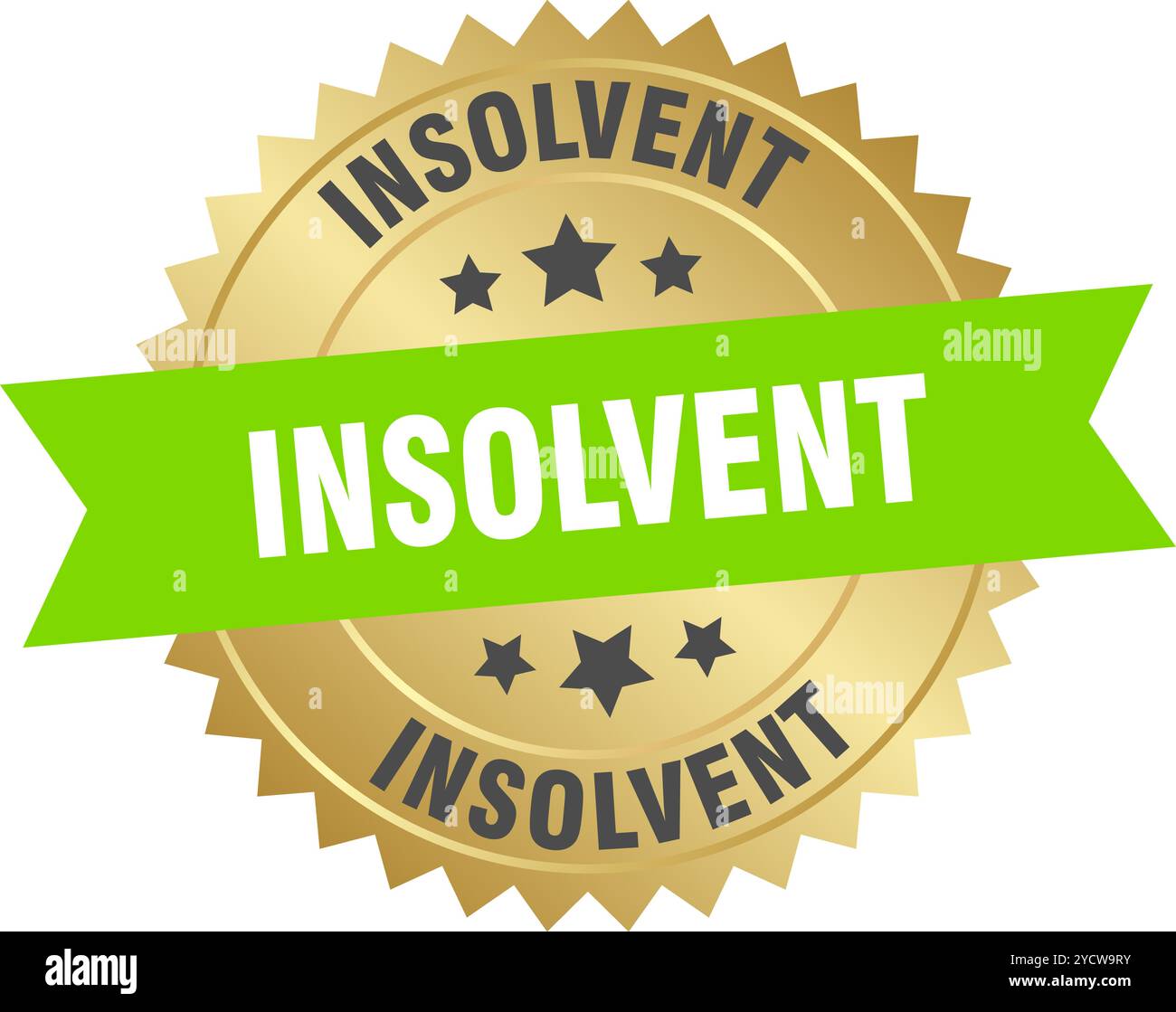 insolvent round green and gold label isolated on transparent background ...