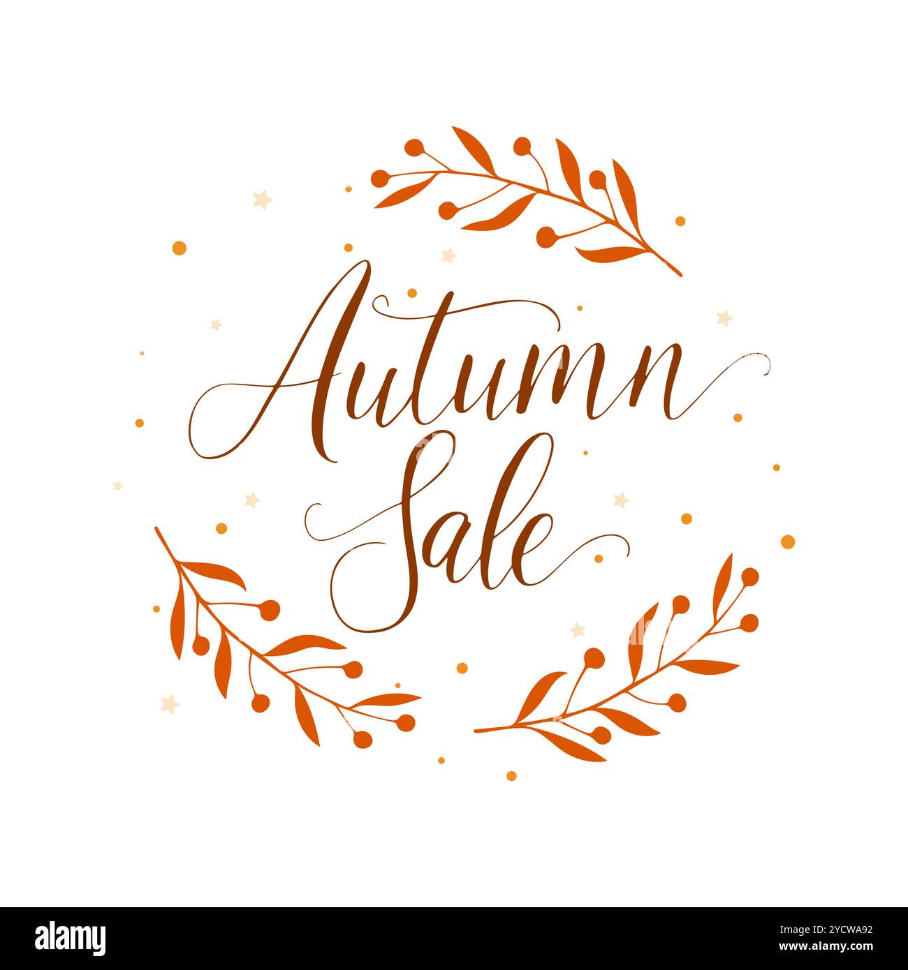 Autumn sale calligraphy lettering with botanical elements. Autumn sale ...