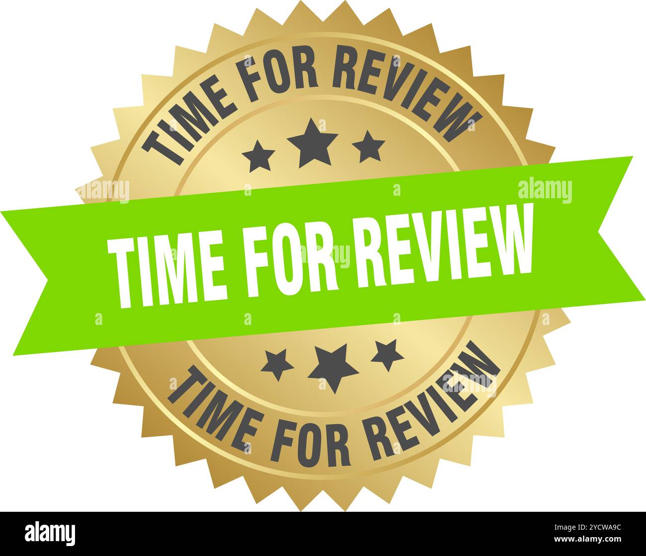 time for review round green and gold label isolated on transparent ...