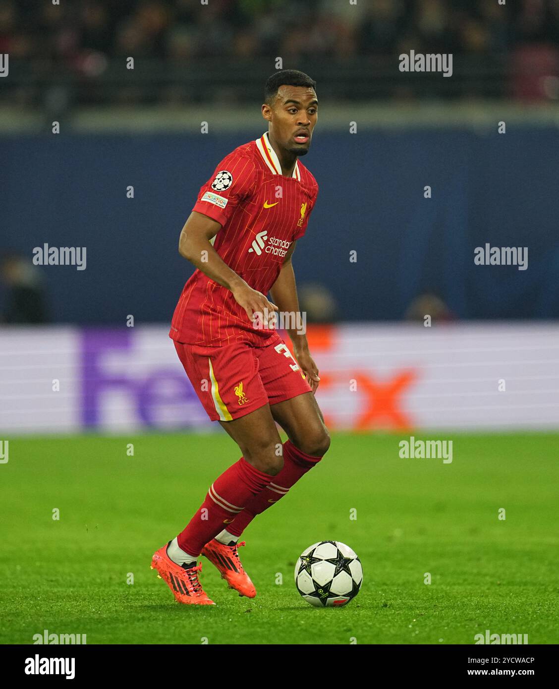 Leipzig, Germany. 23 October, 2024. Ryan Gravenberch of Liverpool ...