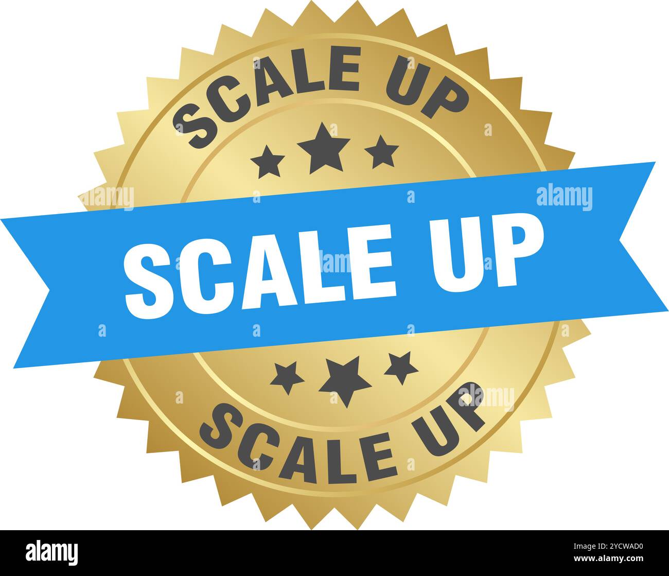 scale up round blue and gold label isolated on transparent background ...