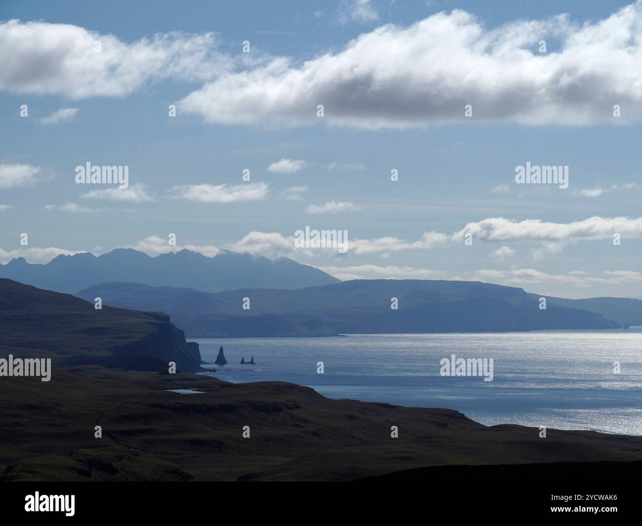 View SE from The Hoe, Duirinish, Skye towards Macleod's Maidens and The ...