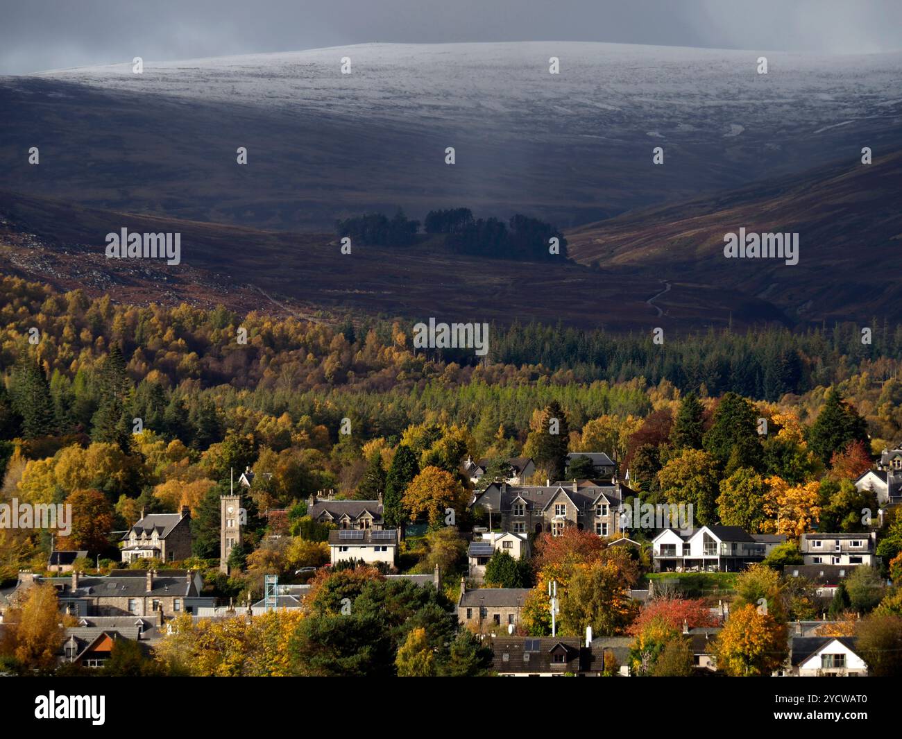 Kingussie and the Monadhliath from Ruthven barracks, Scotland Stock ...