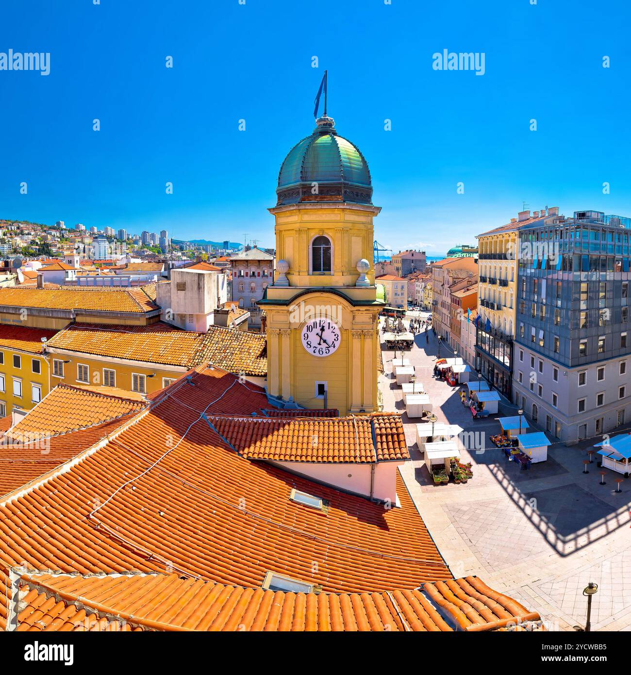 City of Rijeka clock tower and central square panorama Stock Photo - Alamy