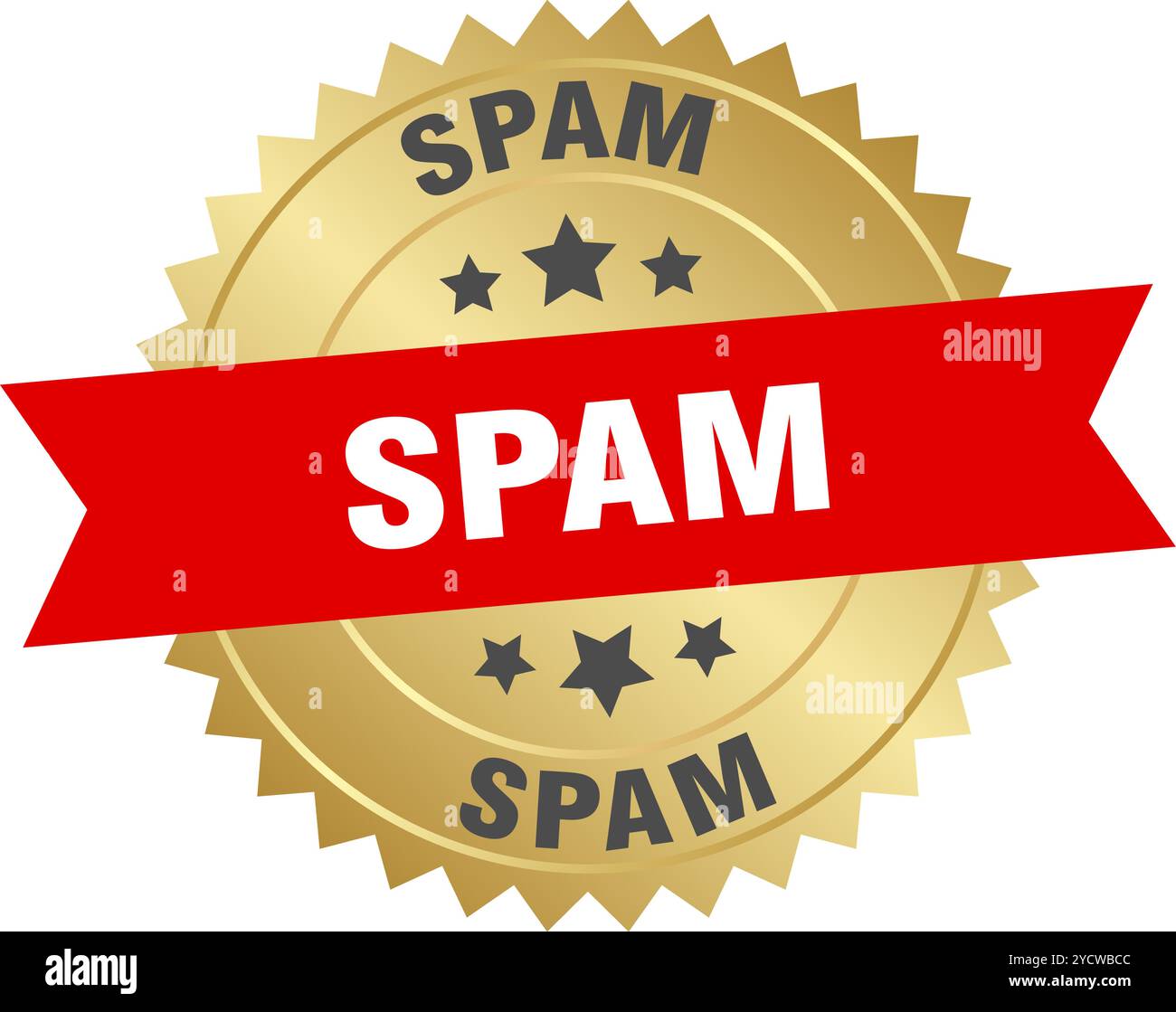 spam round red and gold label isolated on transparent background. spam ...