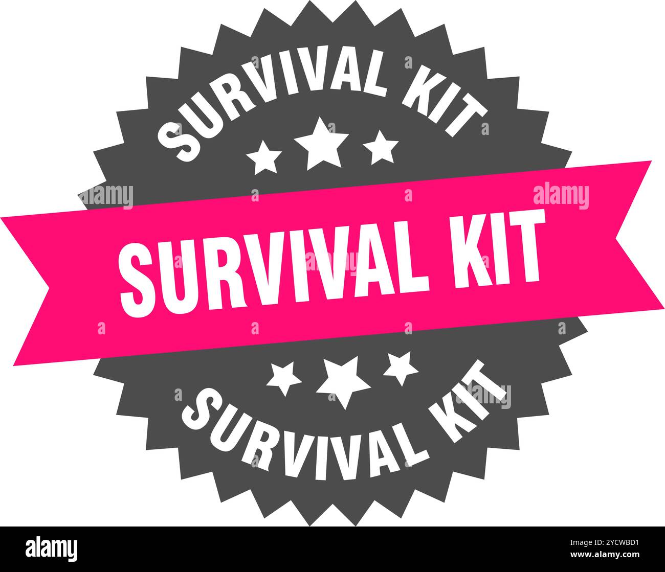 survival kit round pink label isolated on transparent background ...