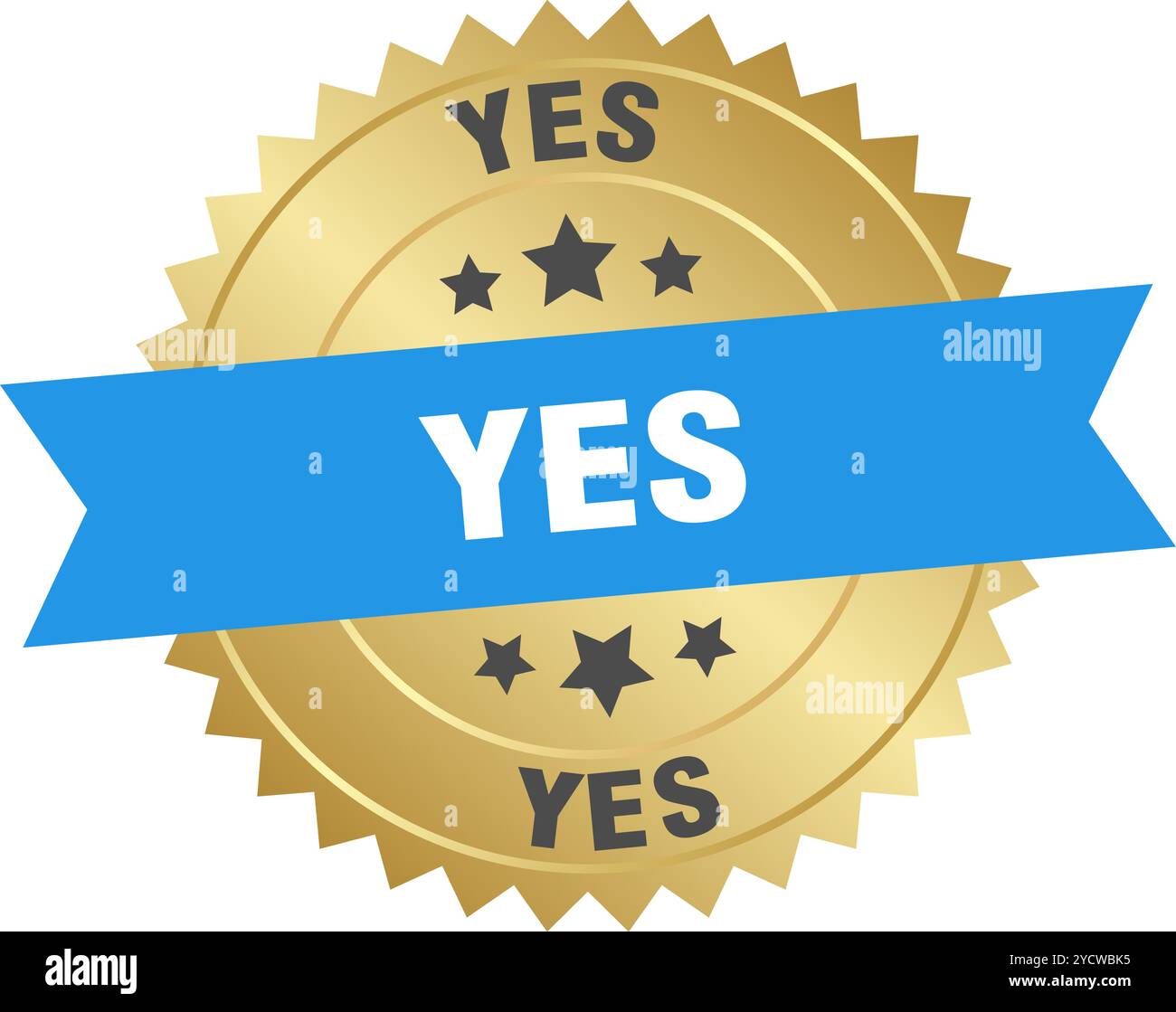 yes round blue and gold label isolated on transparent background. yes ...