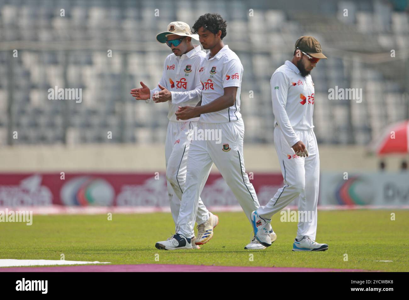 Skipper Najmul Hasan Shanto, Hasan Mahmud and Mushfiqur Rahim during ...