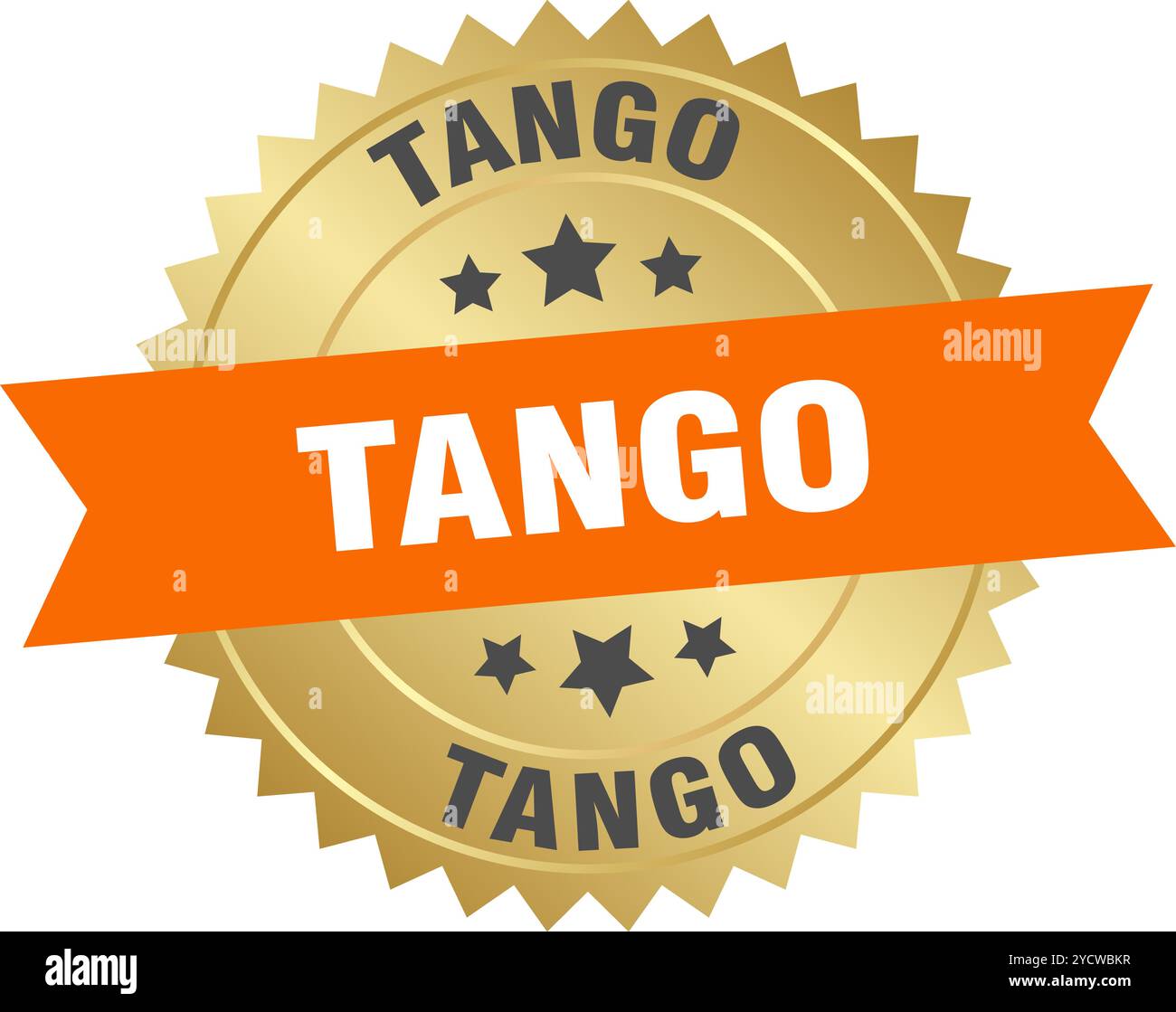 tango round orange and gold label isolated on transparent background ...