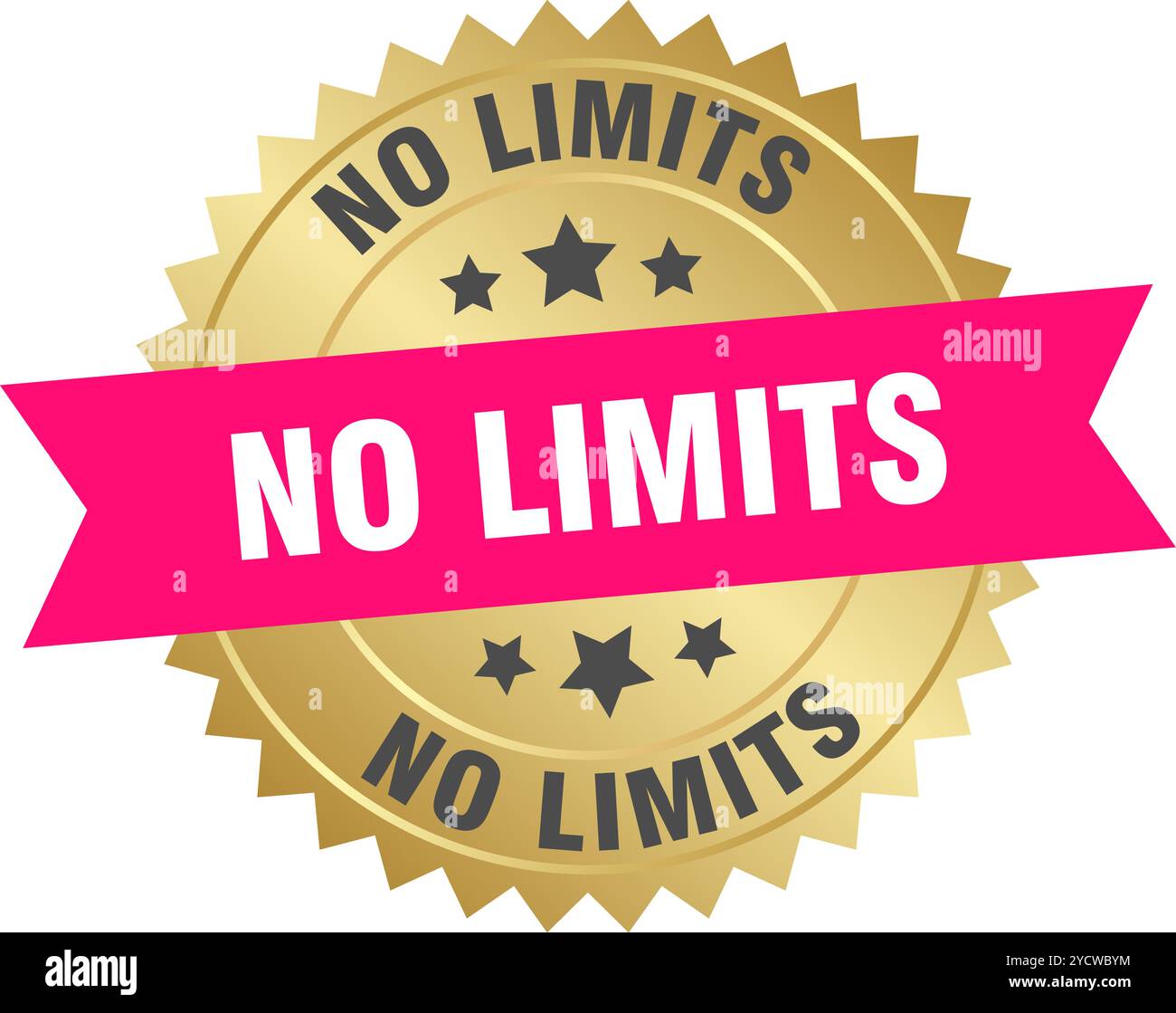 no limits round pink and gold label isolated on transparent background ...