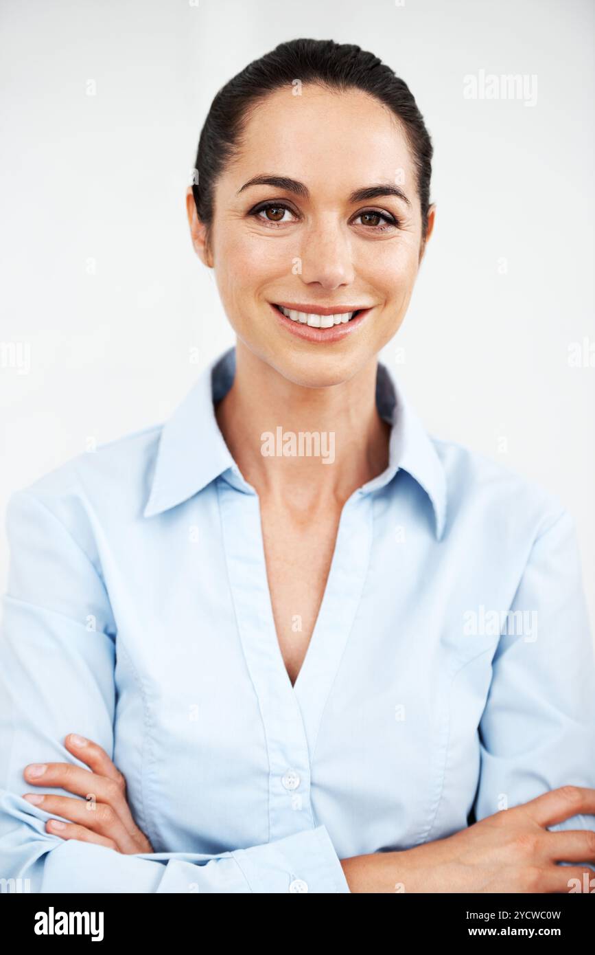 Lawyer, happy smile and portrait of woman and confident isolated on ...