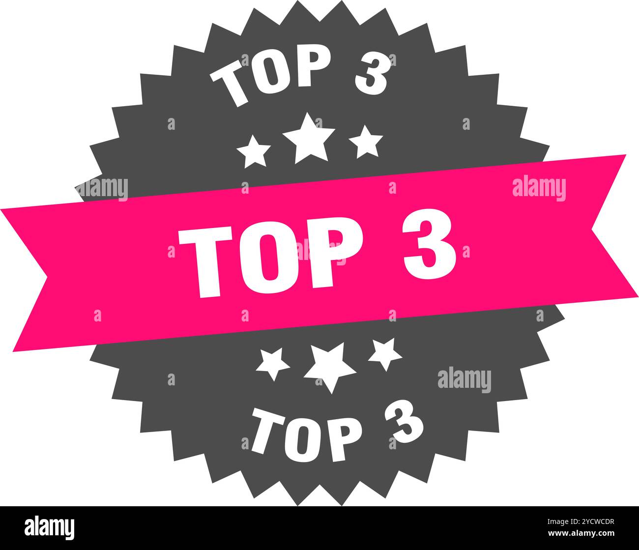 top 3 round pink label isolated on transparent background. top 3 Stock ...