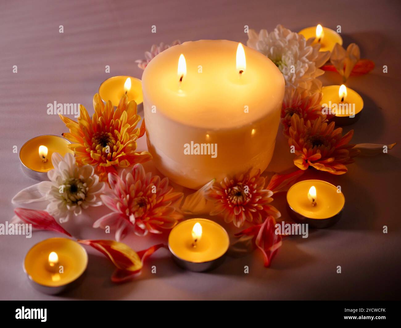 Celebration of Diwali or Deepavali holiday in India with candles and ...