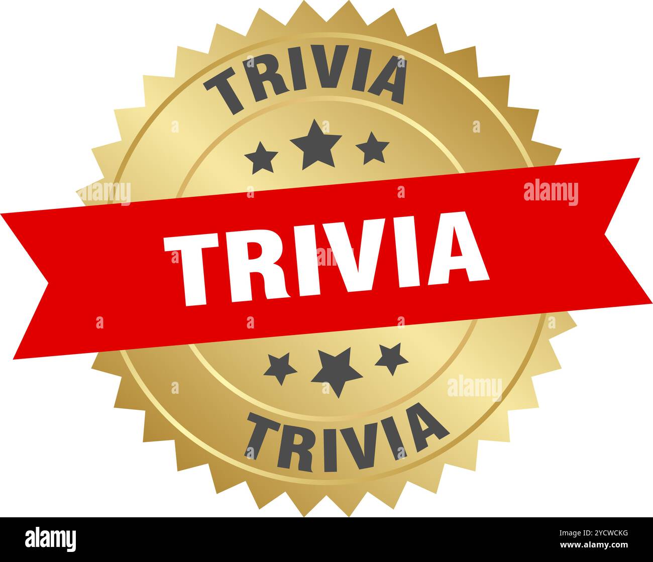 trivia round red and gold label isolated on transparent background ...