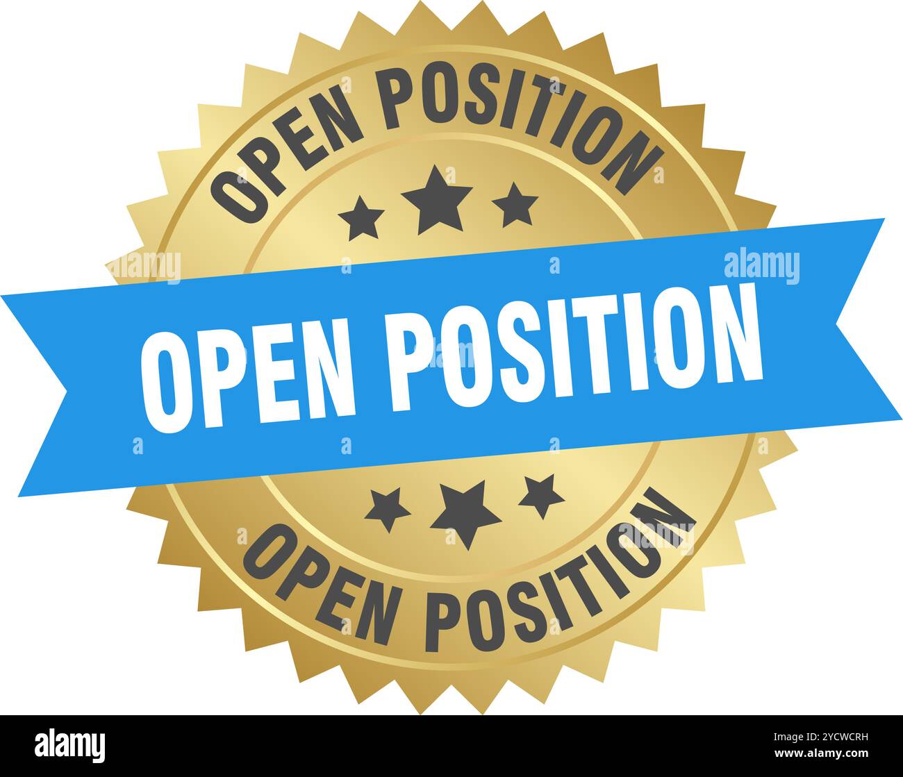 open position round blue and gold label isolated on transparent ...