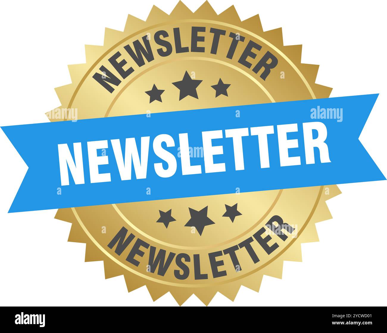 newsletter round blue and gold label isolated on transparent background ...