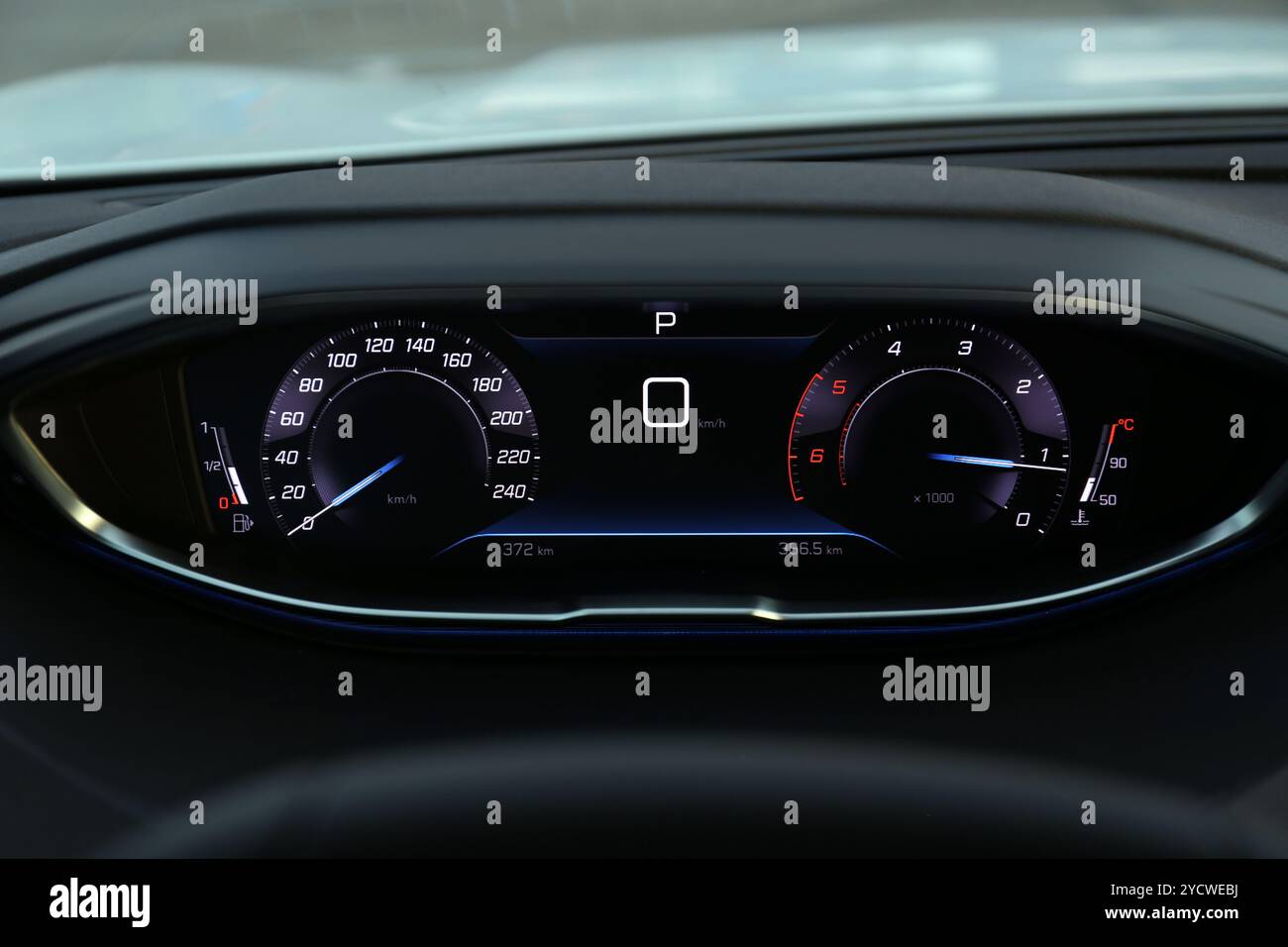Speedometer on dashboard inside of modern luxury car, closeup Stock ...