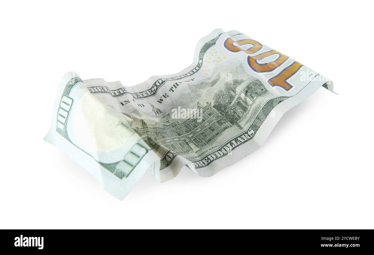 One crumpled dollar banknote isolated on white Stock Photo - Alamy