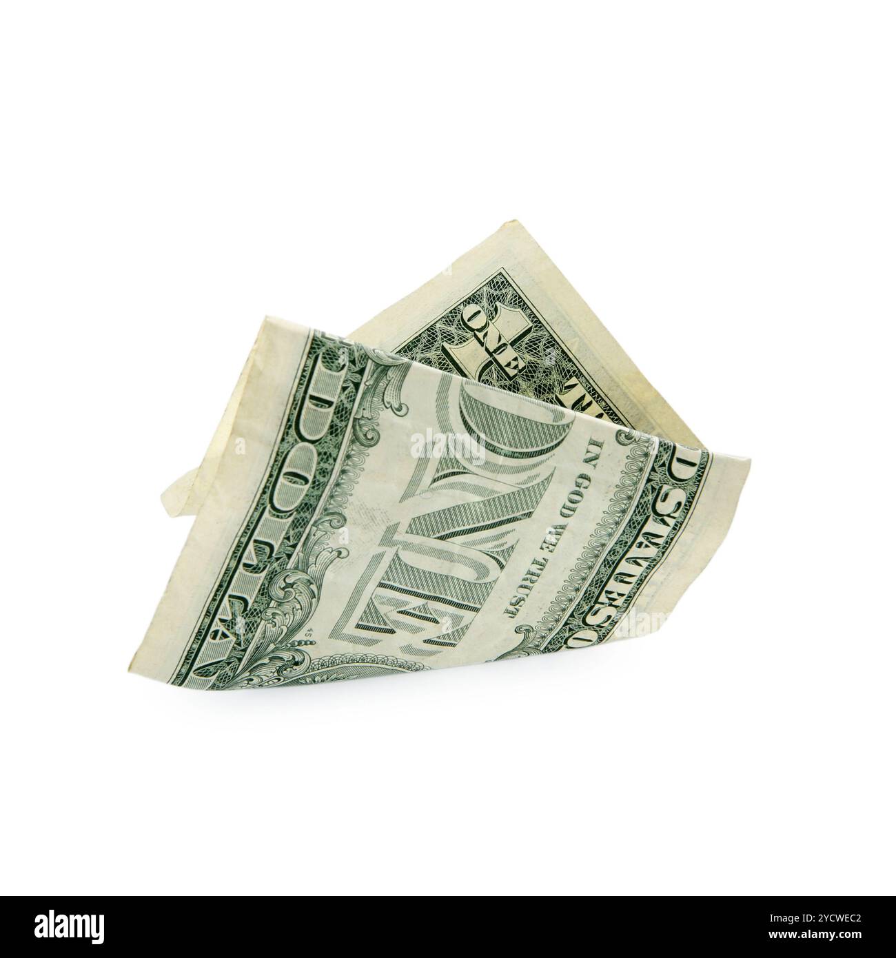 One crumpled dollar banknote isolated on white Stock Photo - Alamy