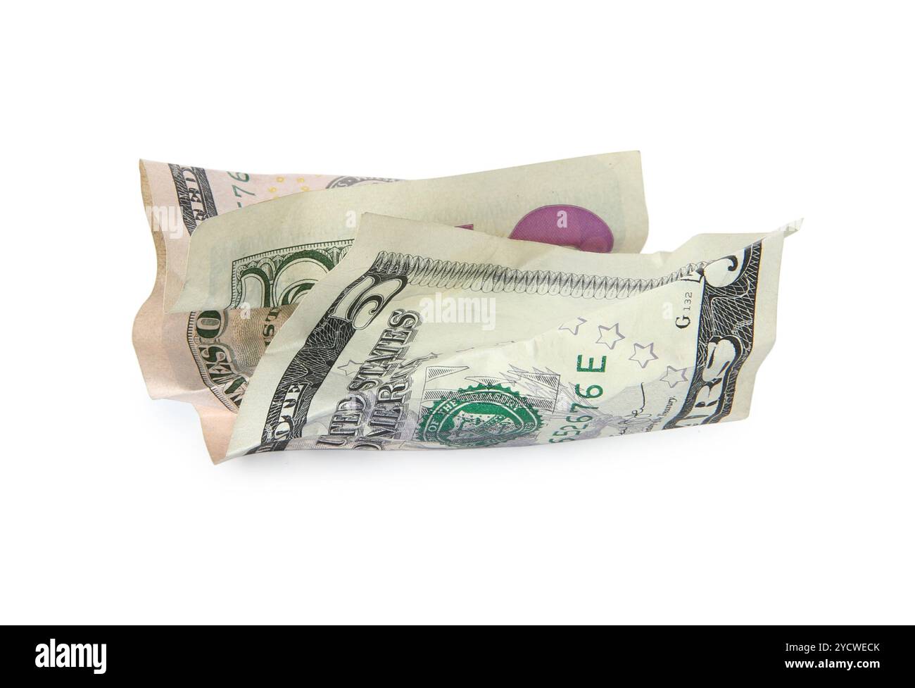 One crumpled dollar banknote isolated on white Stock Photo - Alamy