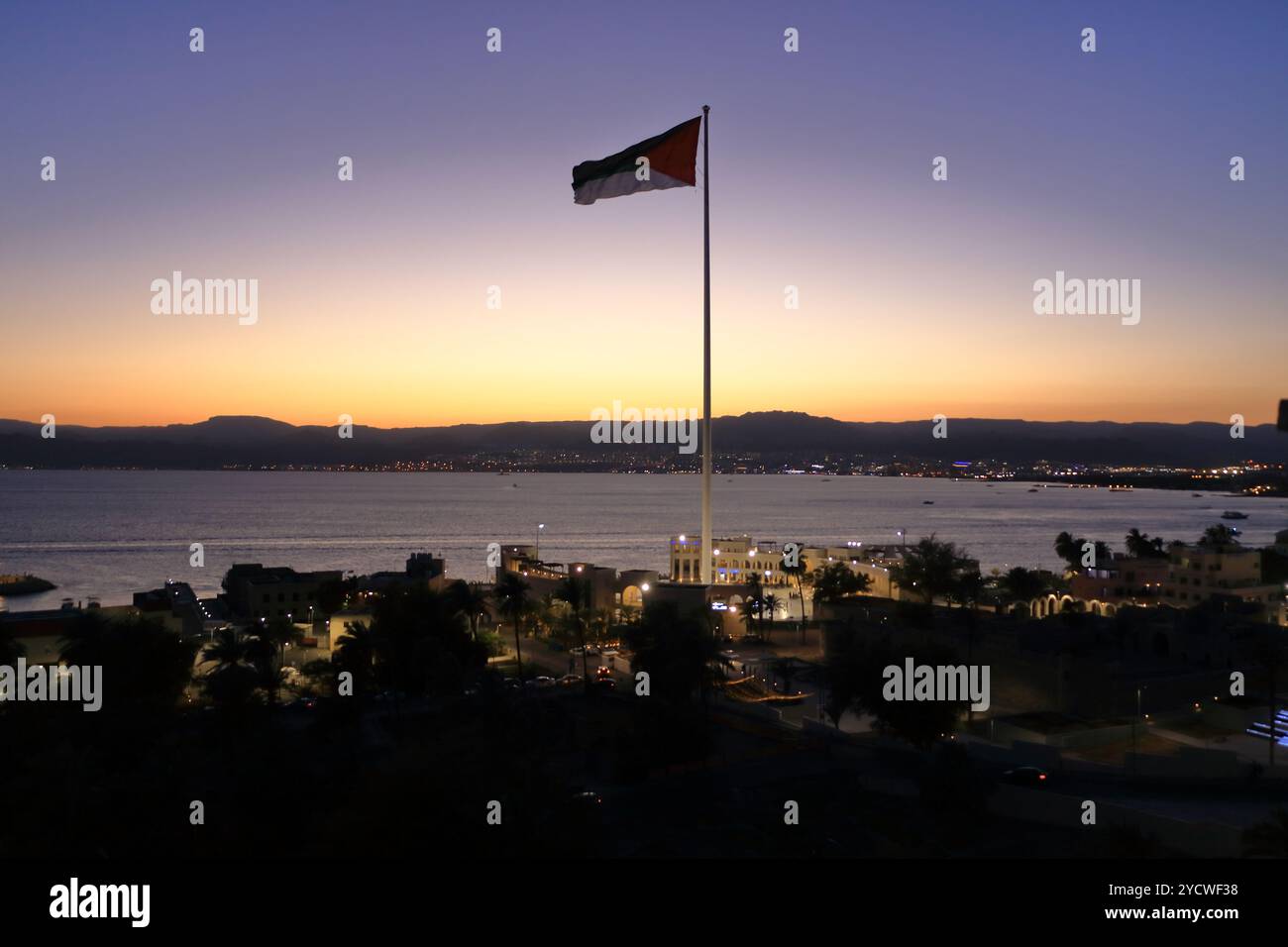 Aqaba in Jordan - May 17 2024: Flag of the Arab Revolt over Mamluk ...