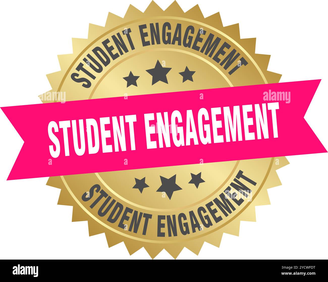 student engagement round pink and gold label isolated on transparent ...
