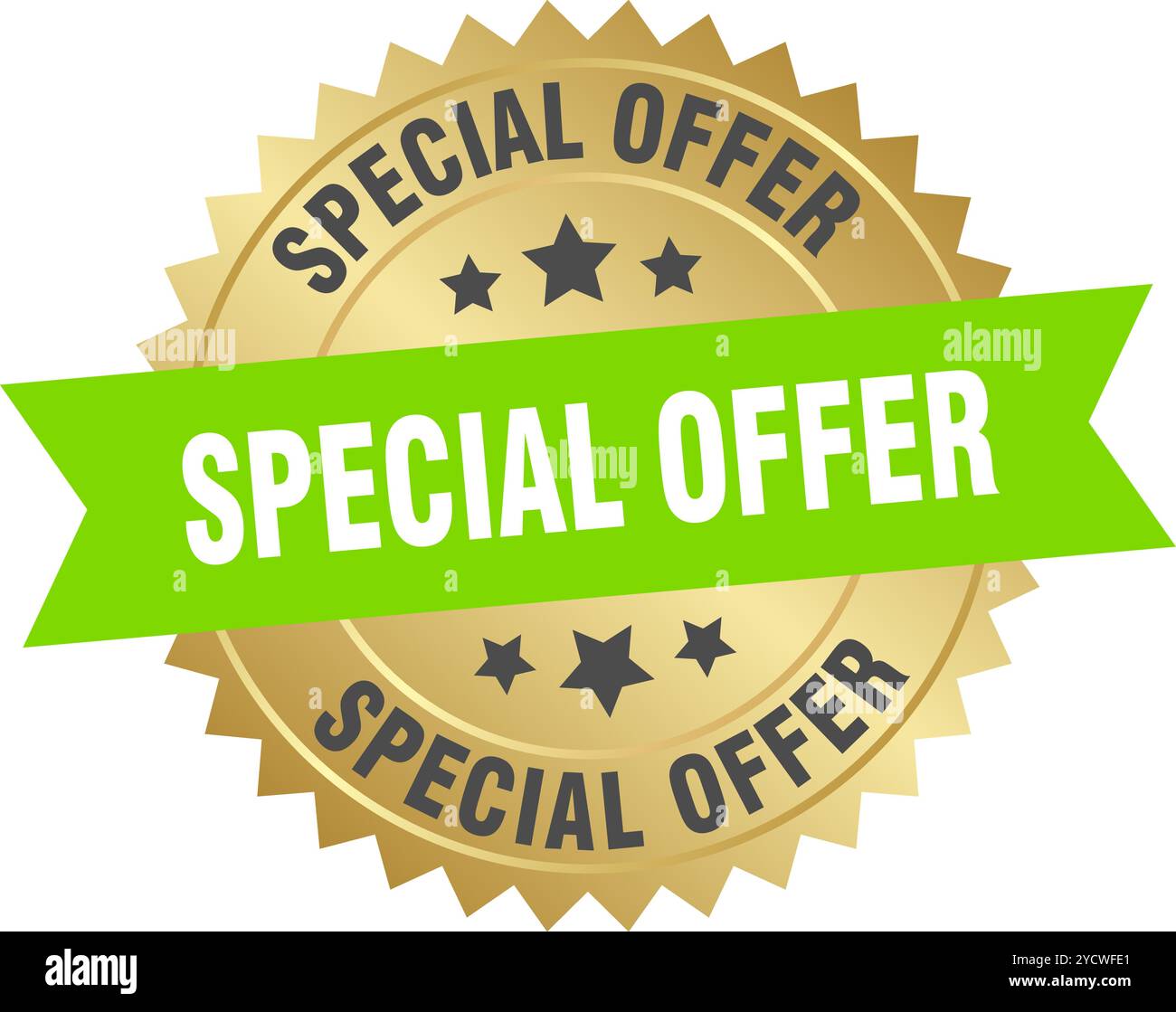 special offer round green and gold label isolated on transparent ...