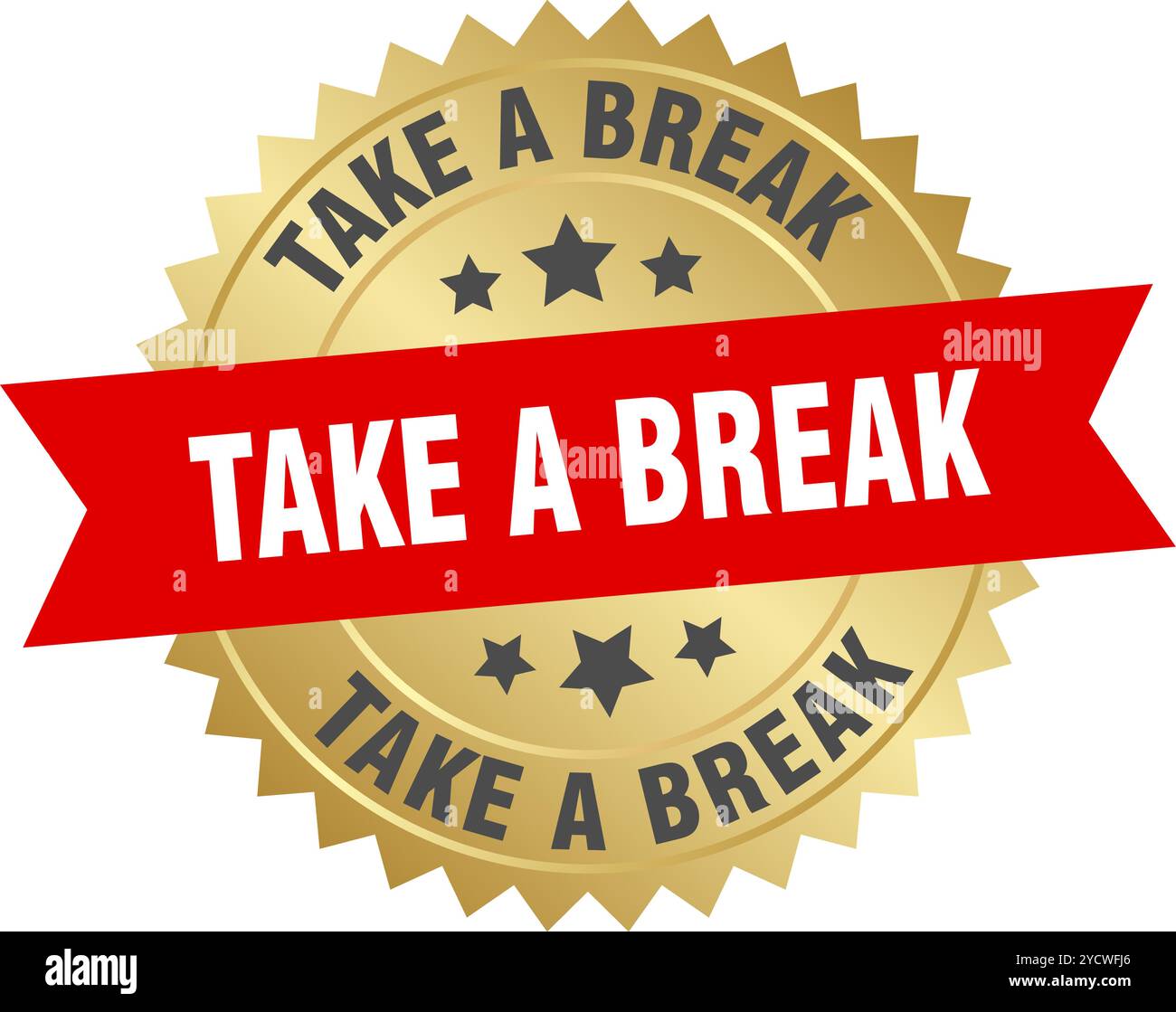 take a break round red and gold label isolated on transparent ...