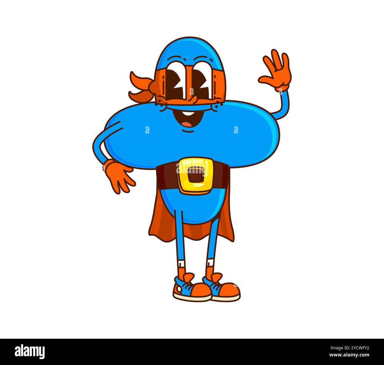 Cartoon groovy math division sign superhero character. Cute and funky ...
