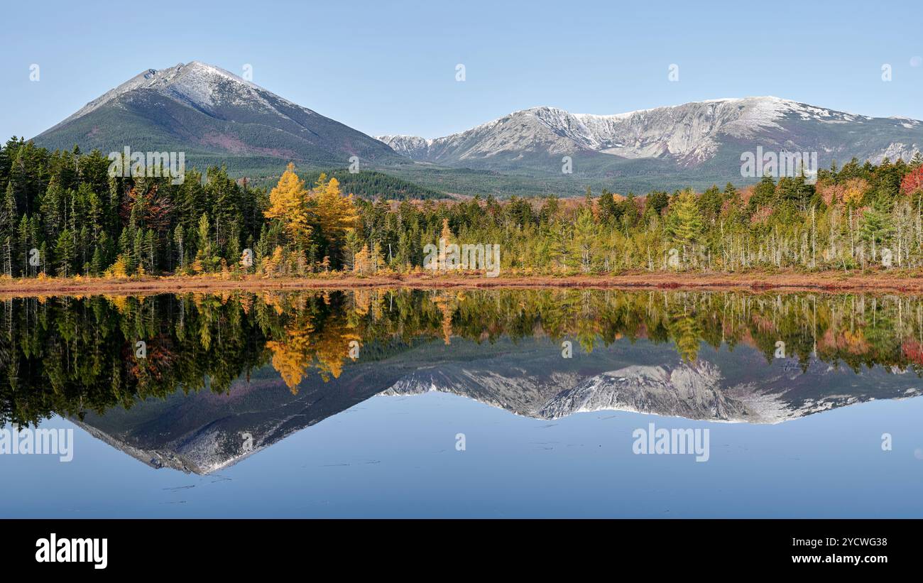 Mount Katahdin from Martin Pond, Baxter State Park, Maine Stock Photo ...