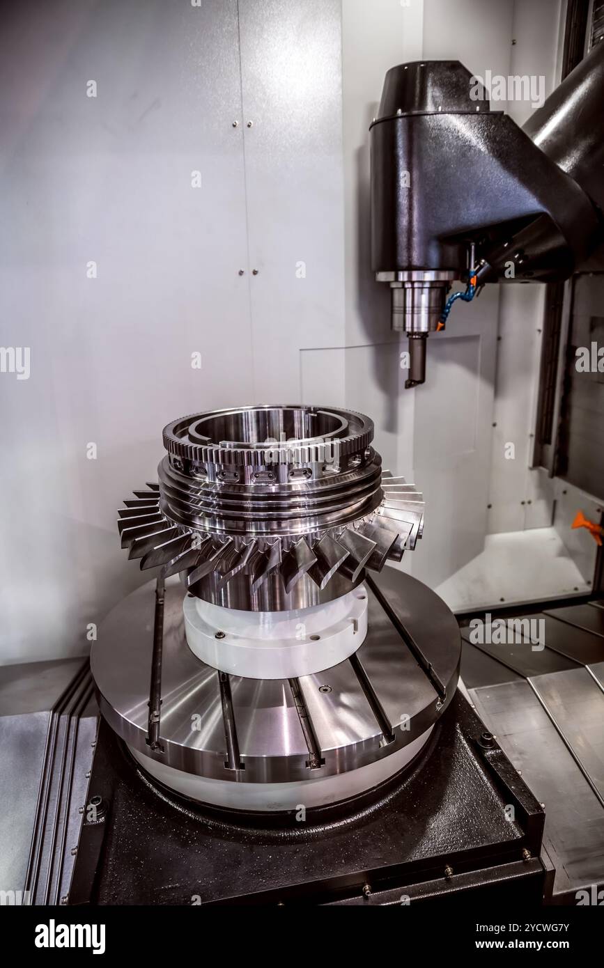 Metalworking CNC milling machine. Cutting metal modern processing ...