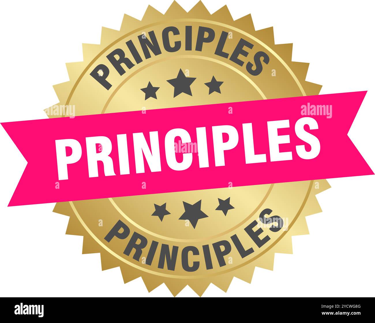 principles round pink and gold label isolated on transparent background ...