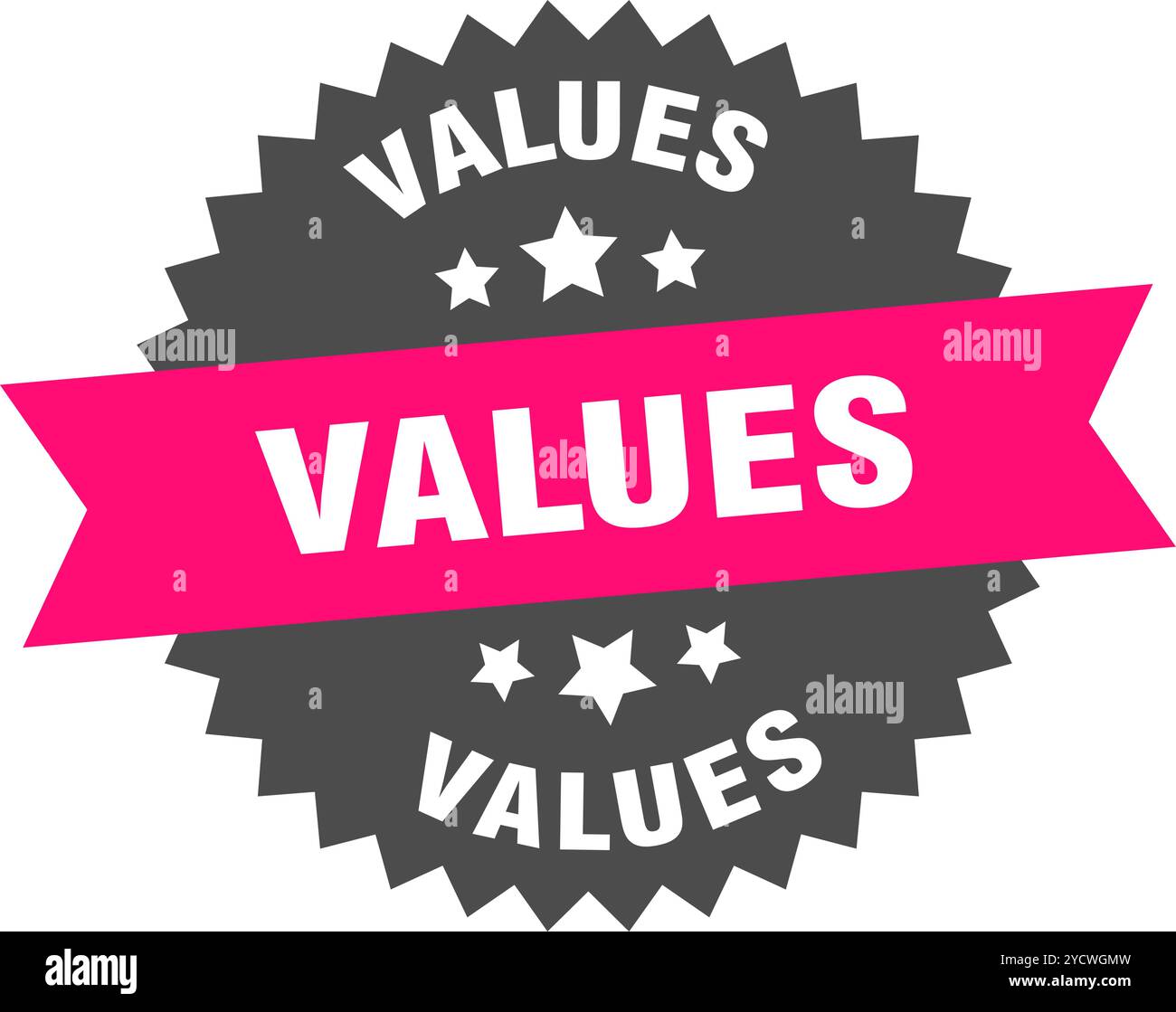 values round pink label isolated on transparent background. values ...