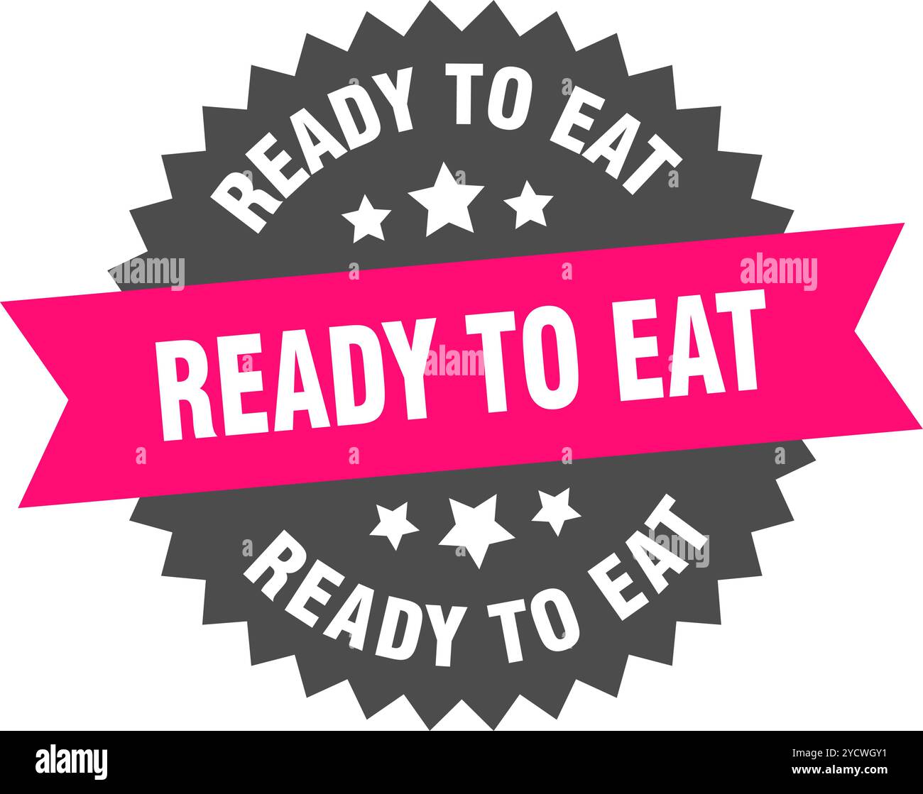 ready to eat round pink label isolated on transparent background. ready ...