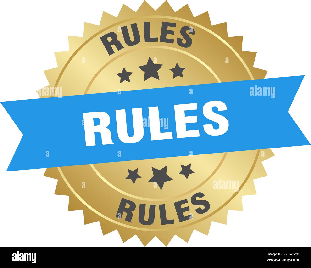 rules round blue and gold label isolated on transparent background ...