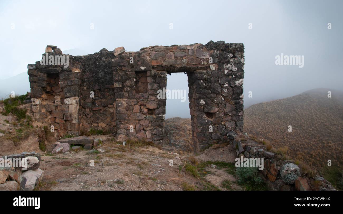 Sun Gate on Andes Mountains Peru, Quarry Trail, misty mountains ...