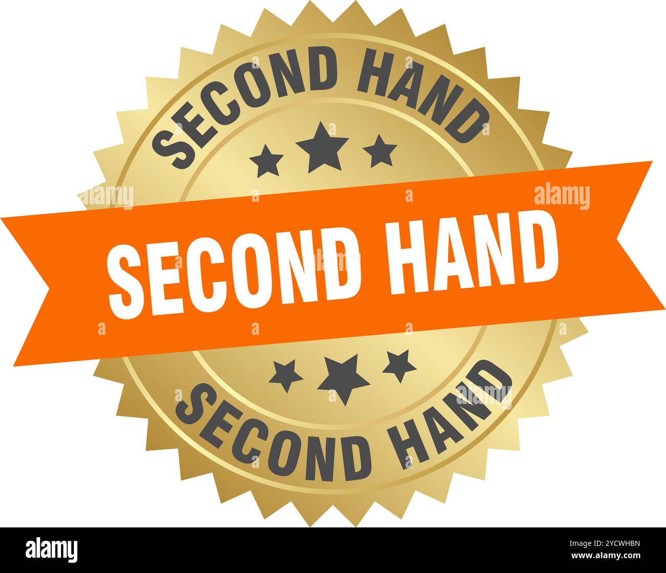 second hand round orange and gold label isolated on transparent ...