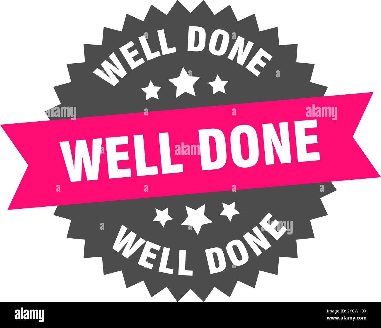 well done round pink label isolated on transparent background. well ...