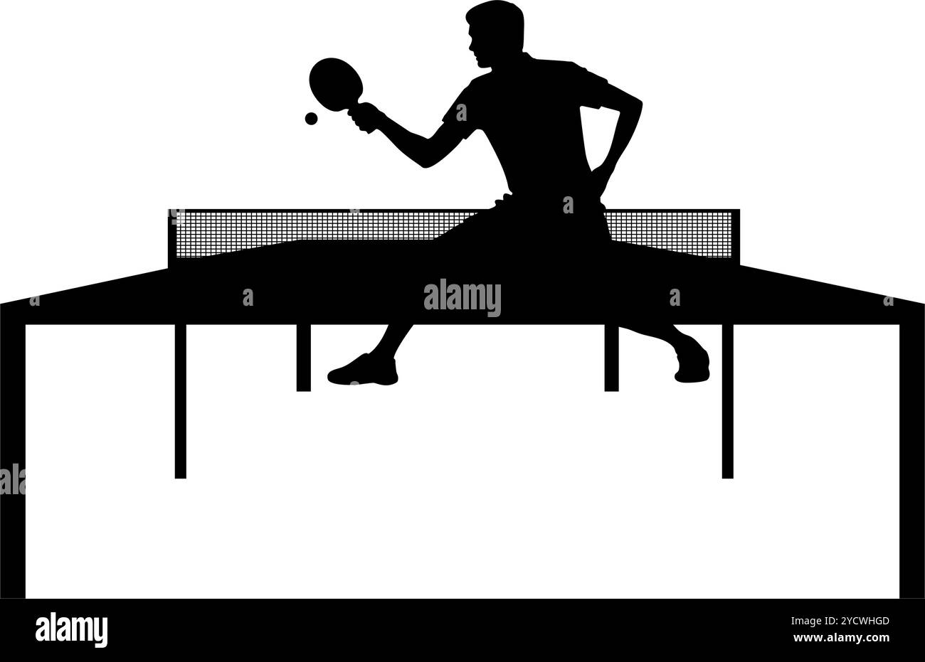 Silhouette of a male athlete playing ping pong, vector illustration ...
