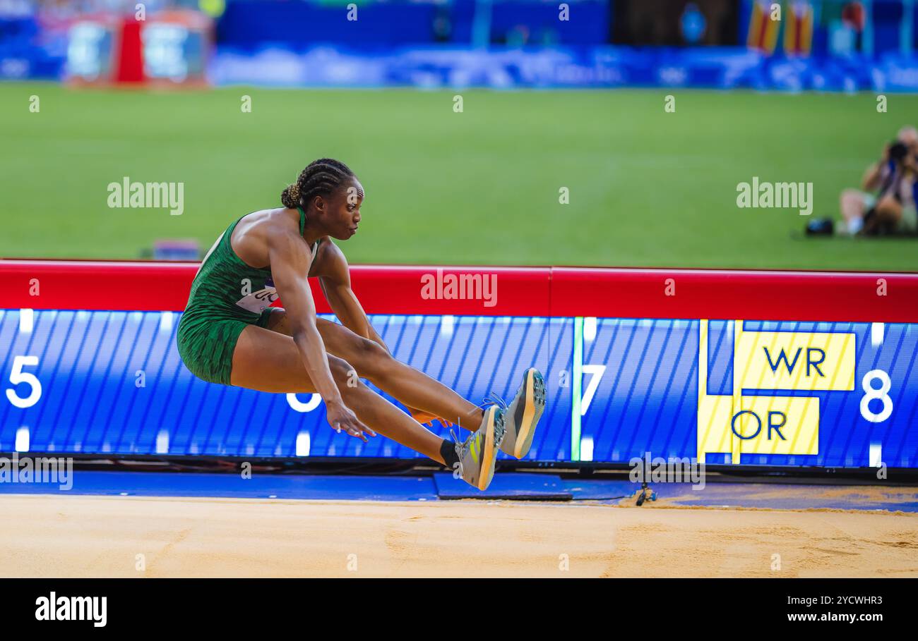 Ruth Usoro participating in the long jump at the Paris 2024 Olympic ...