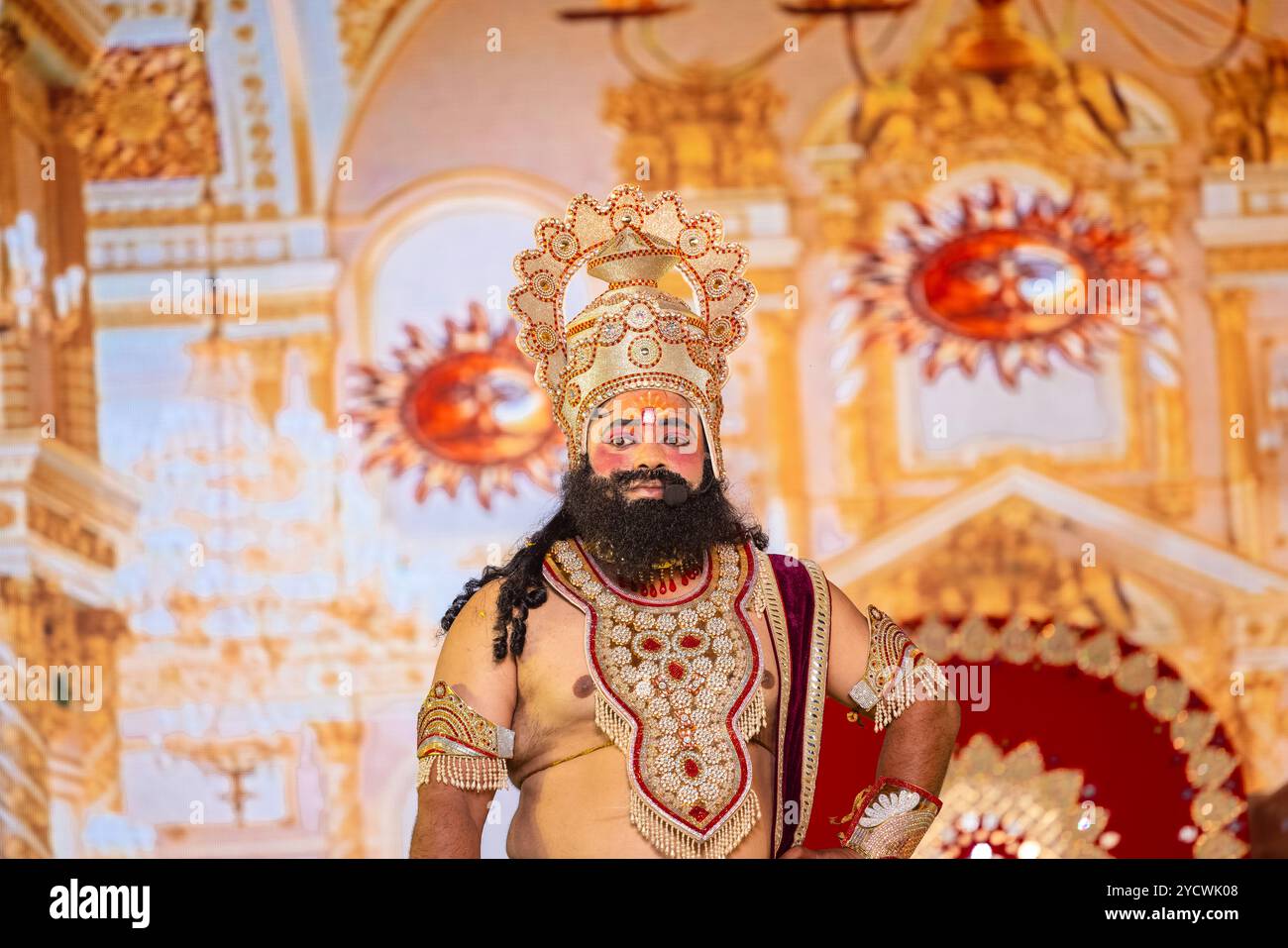 Portrait of the indian artists playing characters of hindu holy book ...