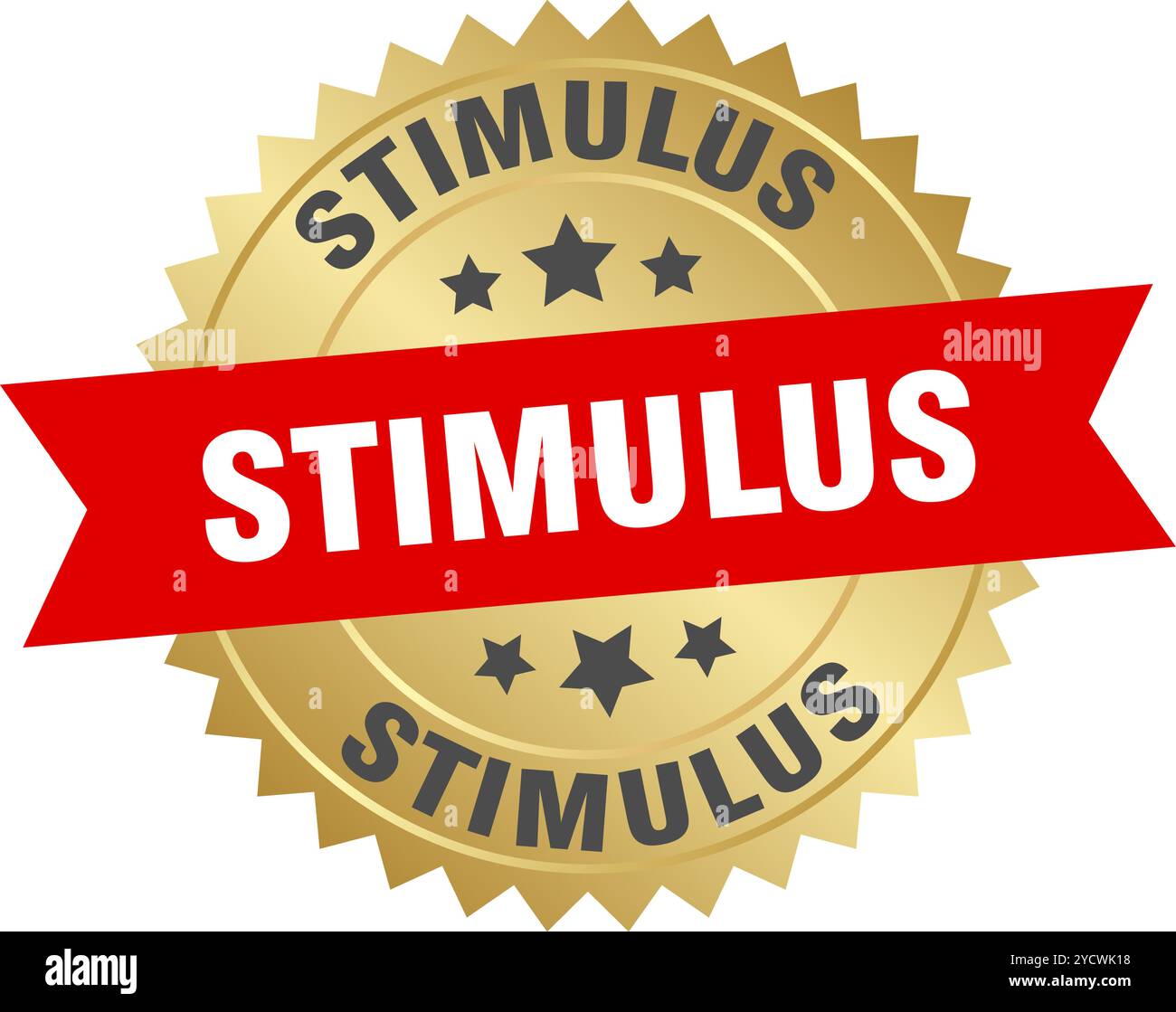 stimulus round red and gold label isolated on transparent background ...
