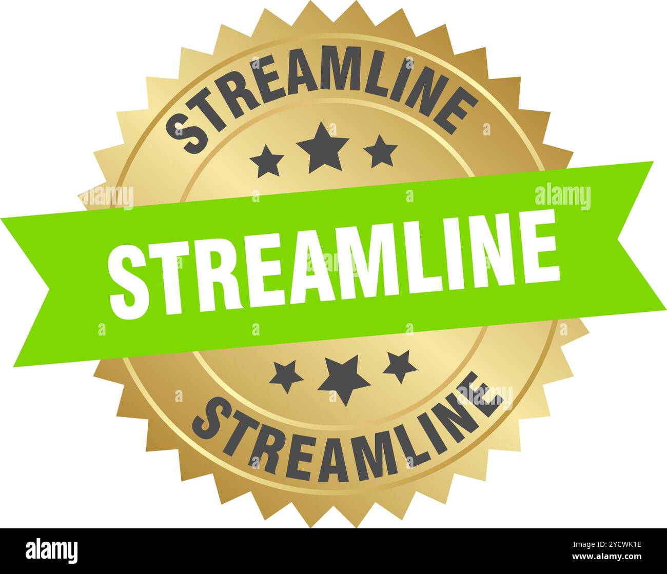 streamline round green and gold label isolated on transparent ...