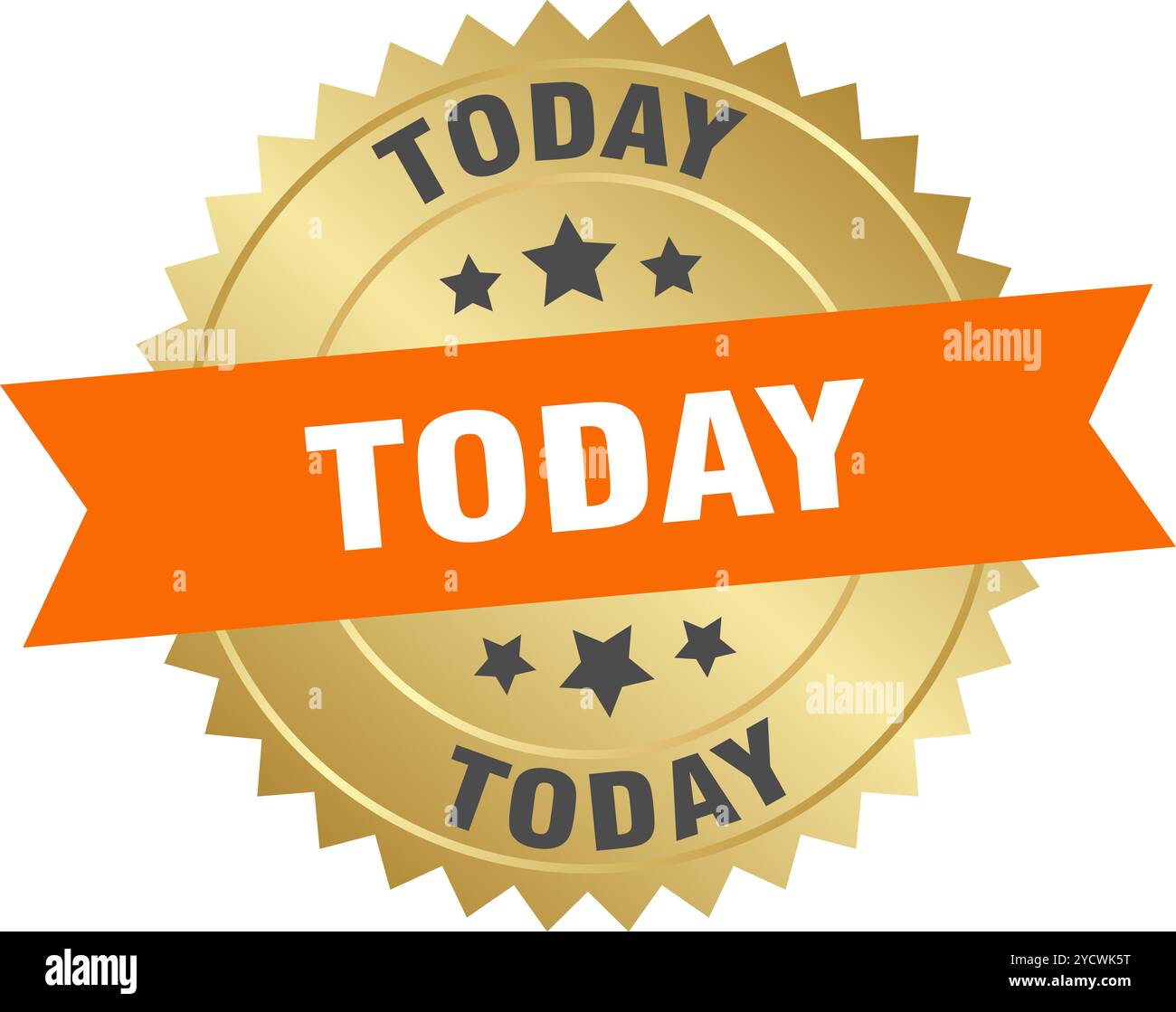 today round orange and gold label isolated on transparent background ...