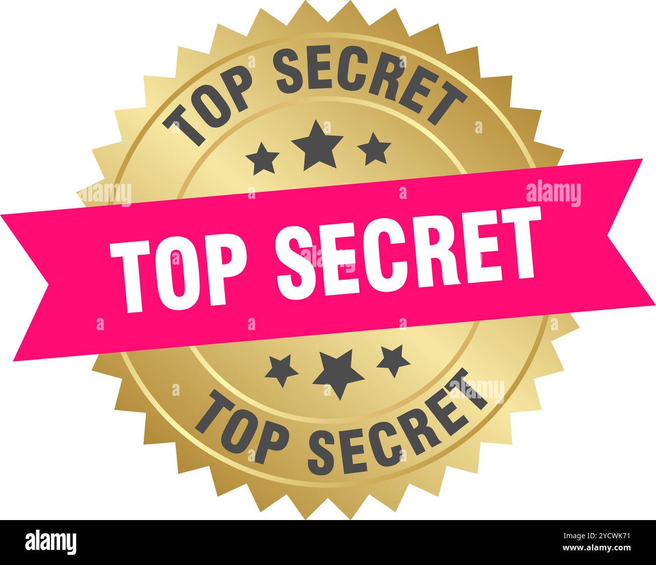 top secret round pink and gold label isolated on transparent background ...